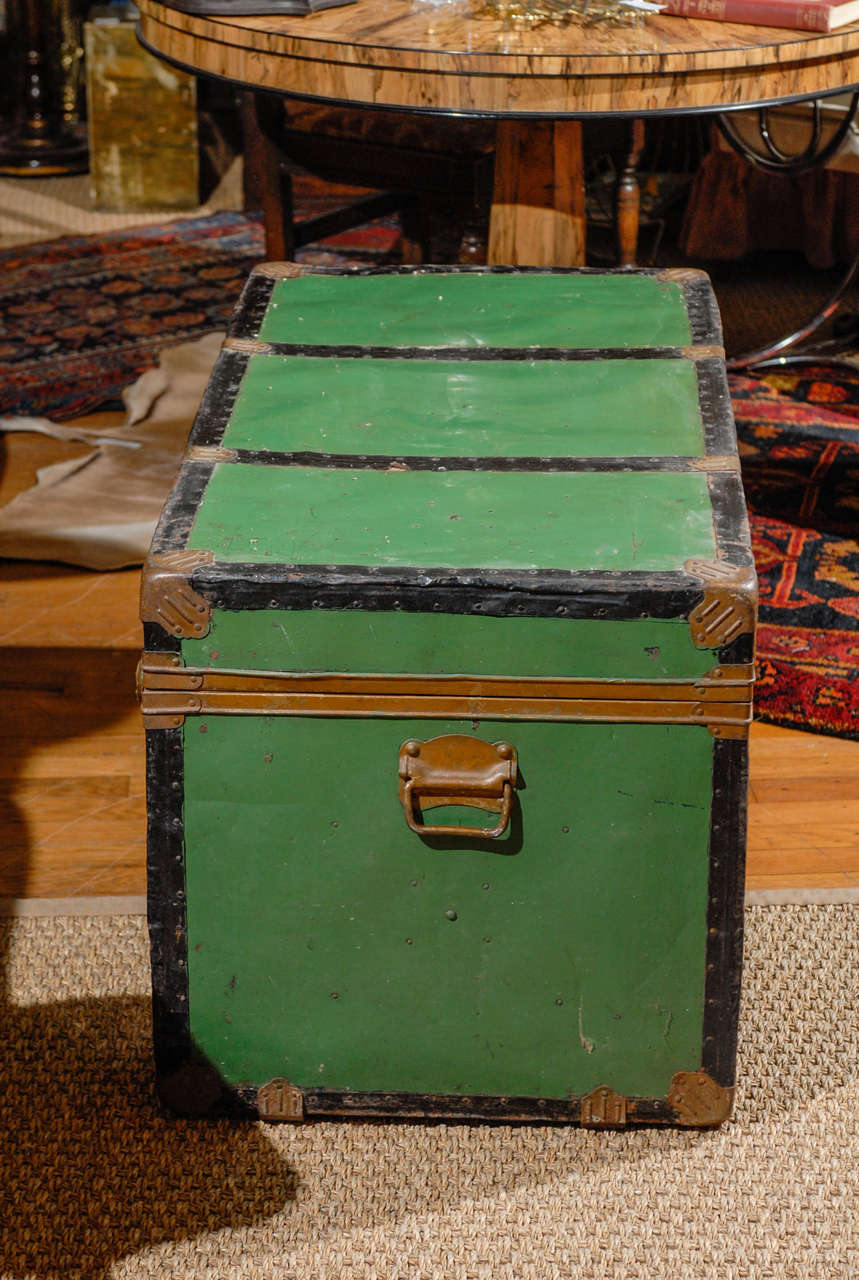 Antique Metal Steamer Trunk at 1stDibs | vintage metal steamer trunk ...