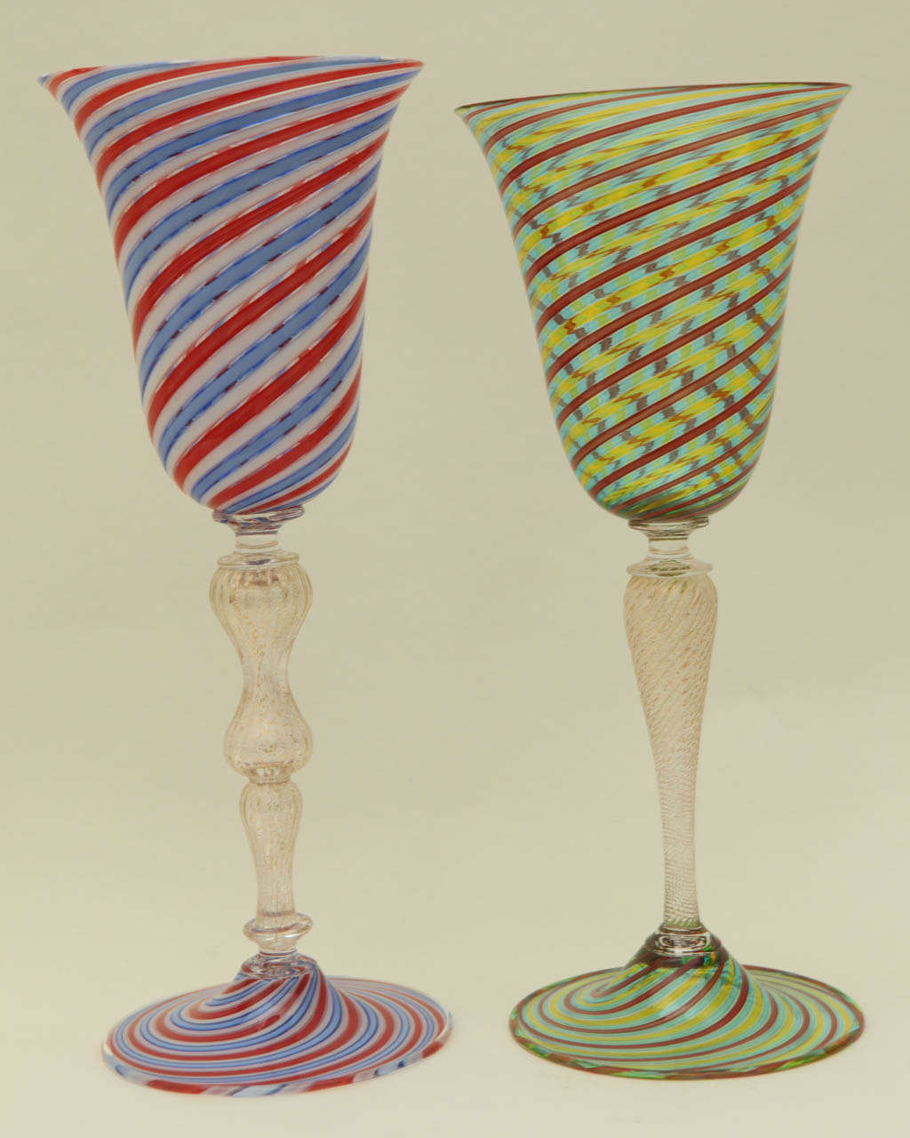 Collection of Seven Venetian Glass Goblets at 1stDibs