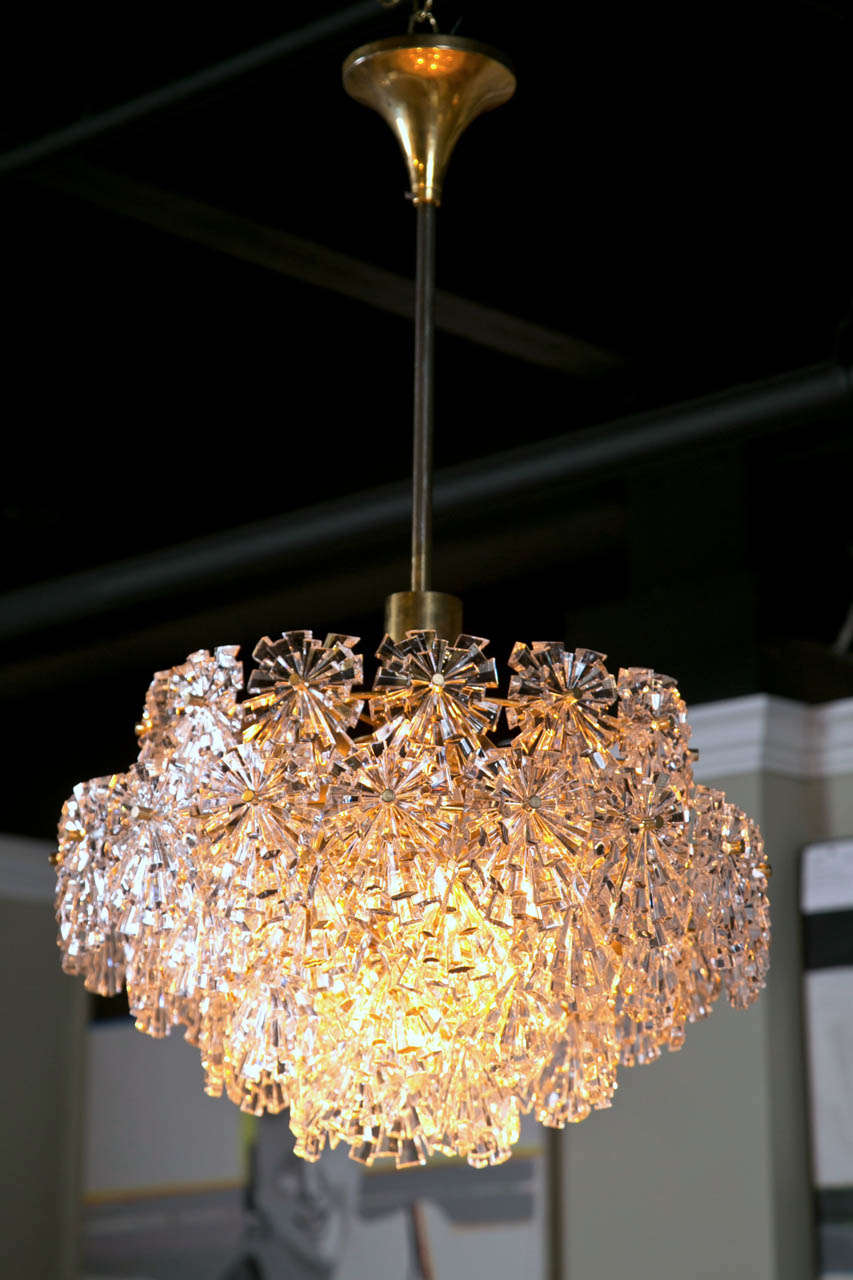 Mid Century Lead Crystal Chandelier For Sale at 1stDibs