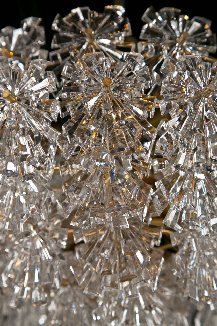 Mid Century Lead Crystal Chandelier For Sale at 1stDibs