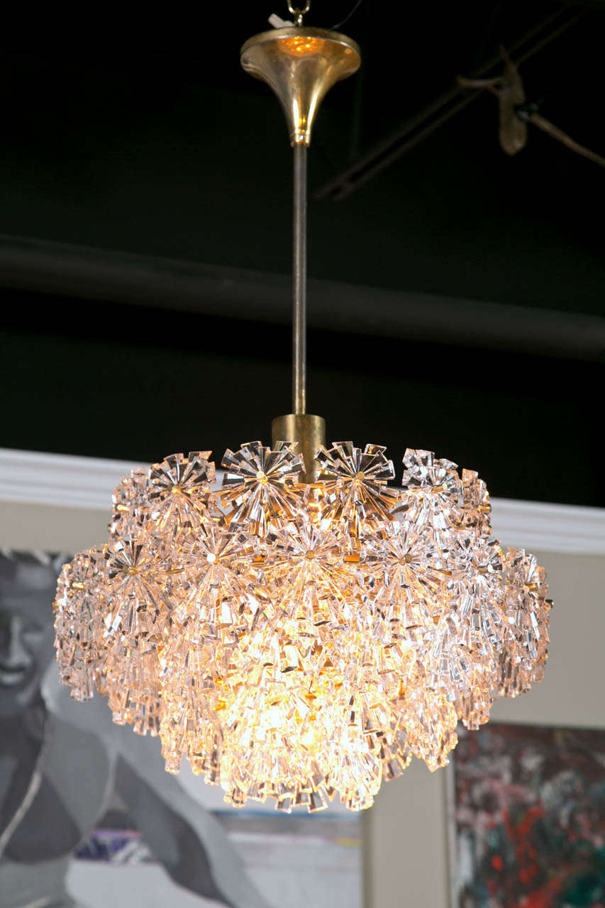 Mid Century Lead Crystal Chandelier For Sale at 1stDibs