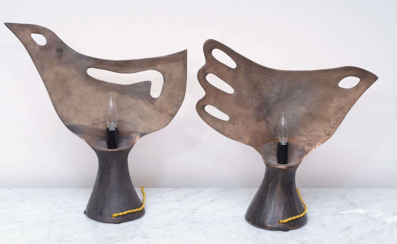 Two Extraordinary Bronze Lamps by Leon Calderi For Sale at 1stDibs