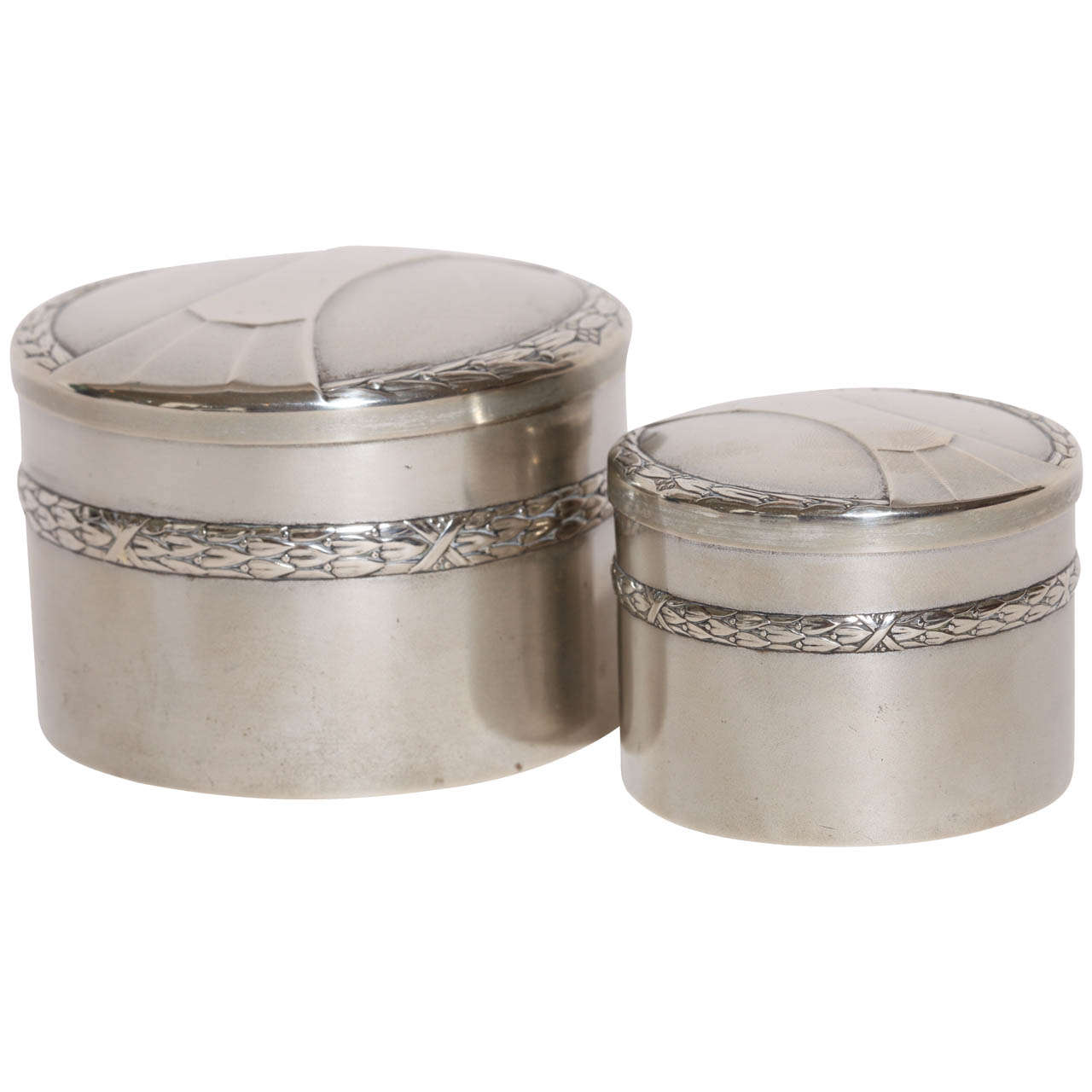WMF German Art Deco Pair of Round Silver Plated Boxes at 1stDibs | art ...