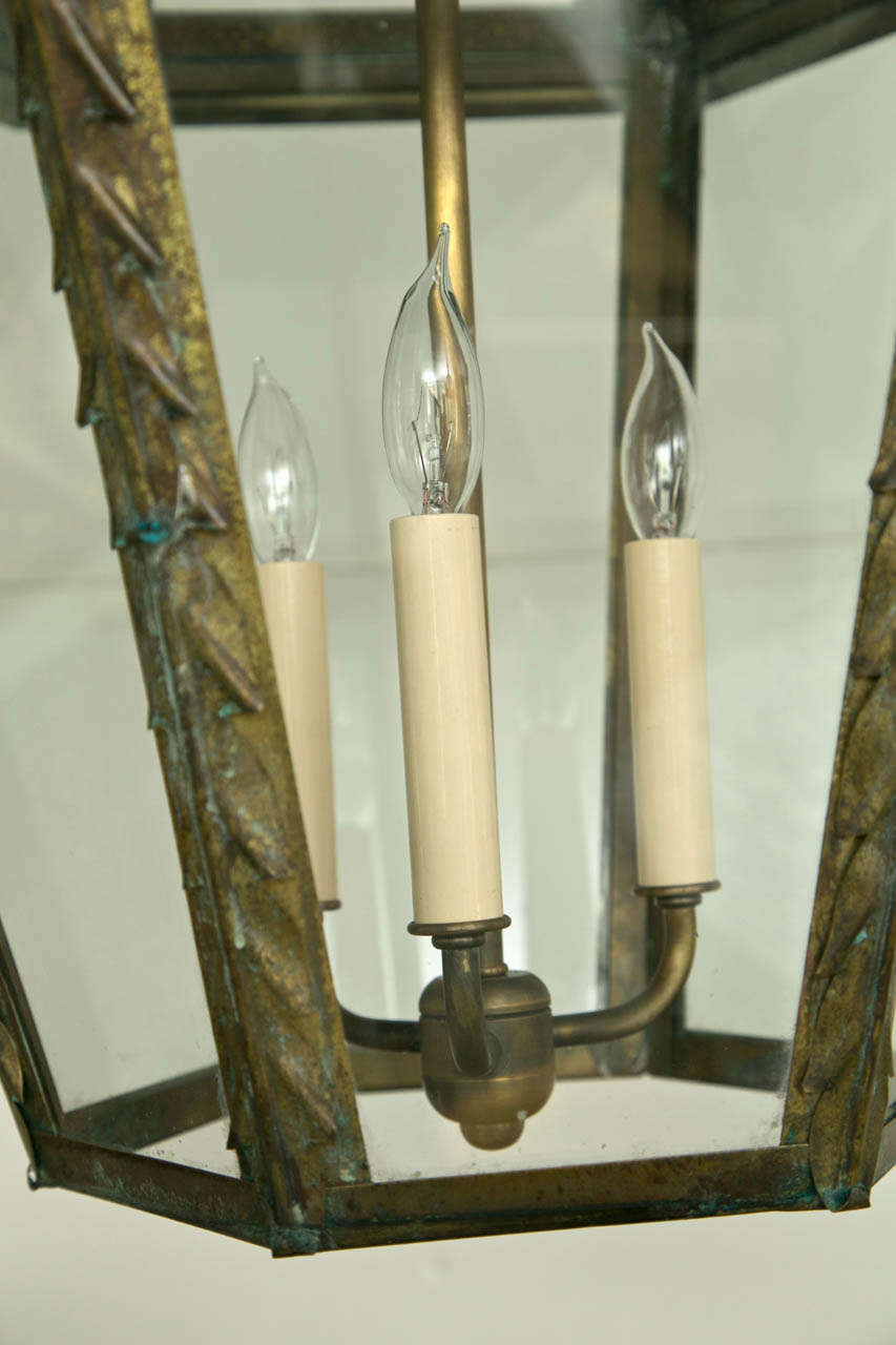 Italian Antiqued Hexagonal Lantern at 1stDibs