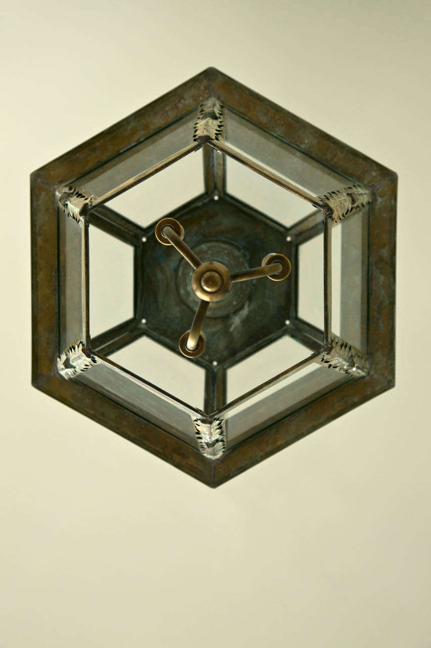 Italian Antiqued Hexagonal Lantern at 1stDibs