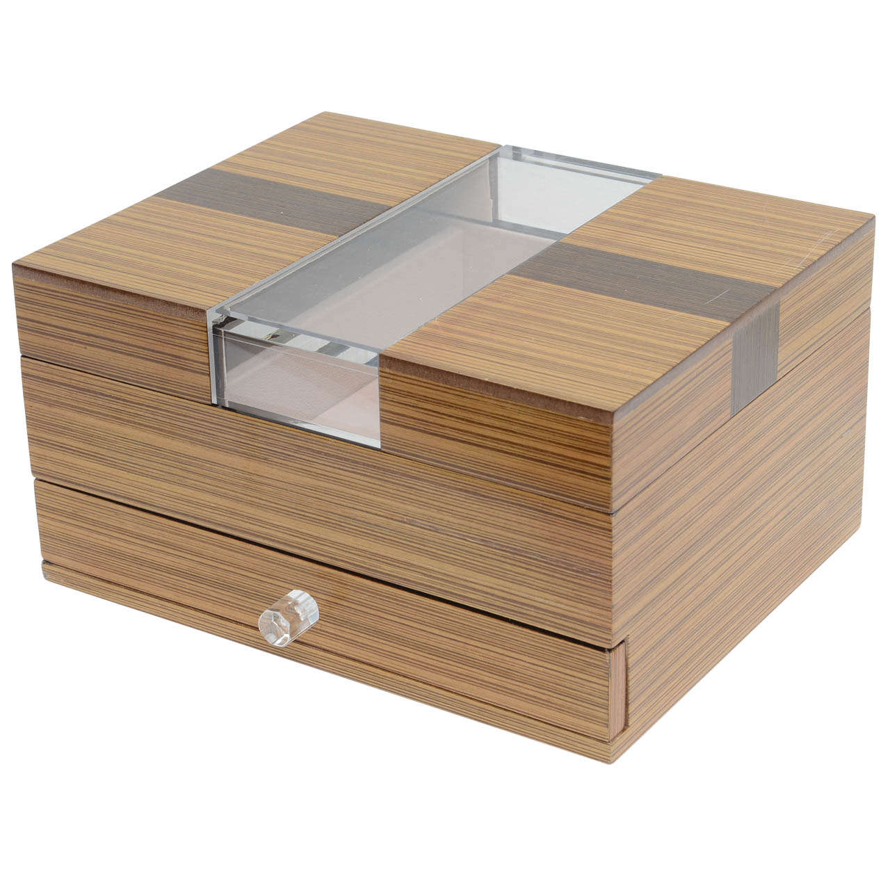 Elegant Mid-Century Modern Deco Style Exotic Wood or Lucite Box For ...
