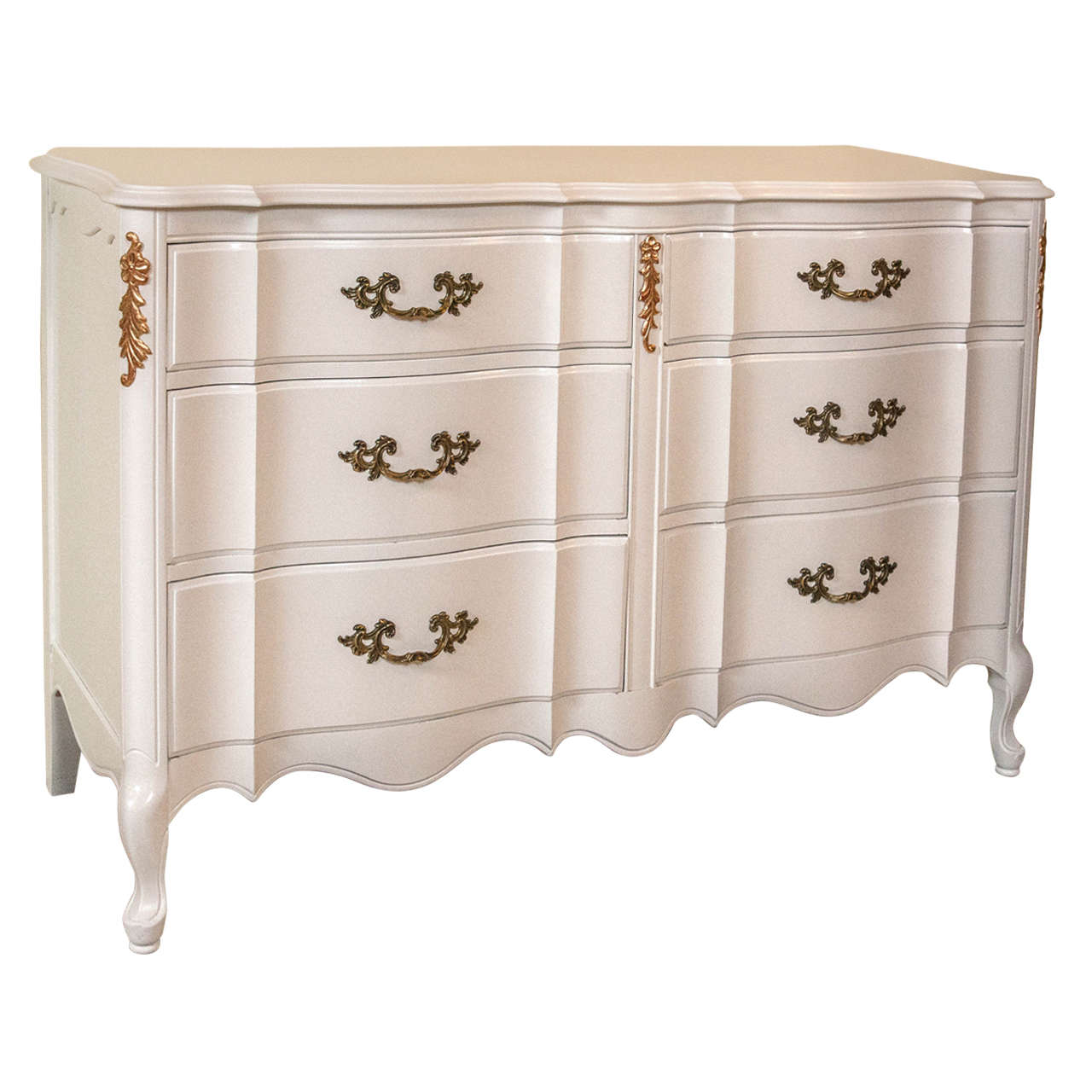 Louis the XV Style French Provincial White Lacquered Double Commode at ...