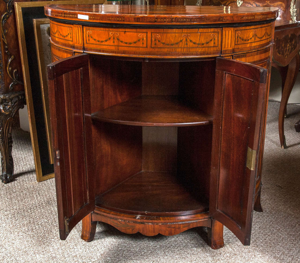 Adams Style Demilune Cabinet or Nightstand at 1stDibs