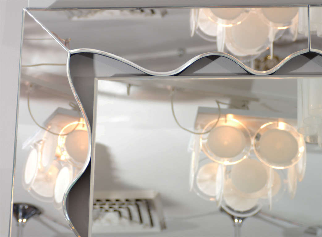 Custom Rectangle Wave Mirror For Sale at 1stDibs