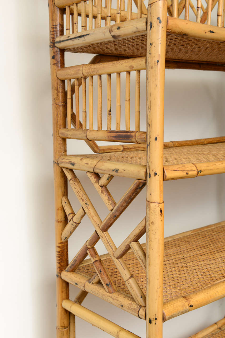 Pair of Large Six Tier Vintage Bamboo and Caned Etageres at 1stDibs