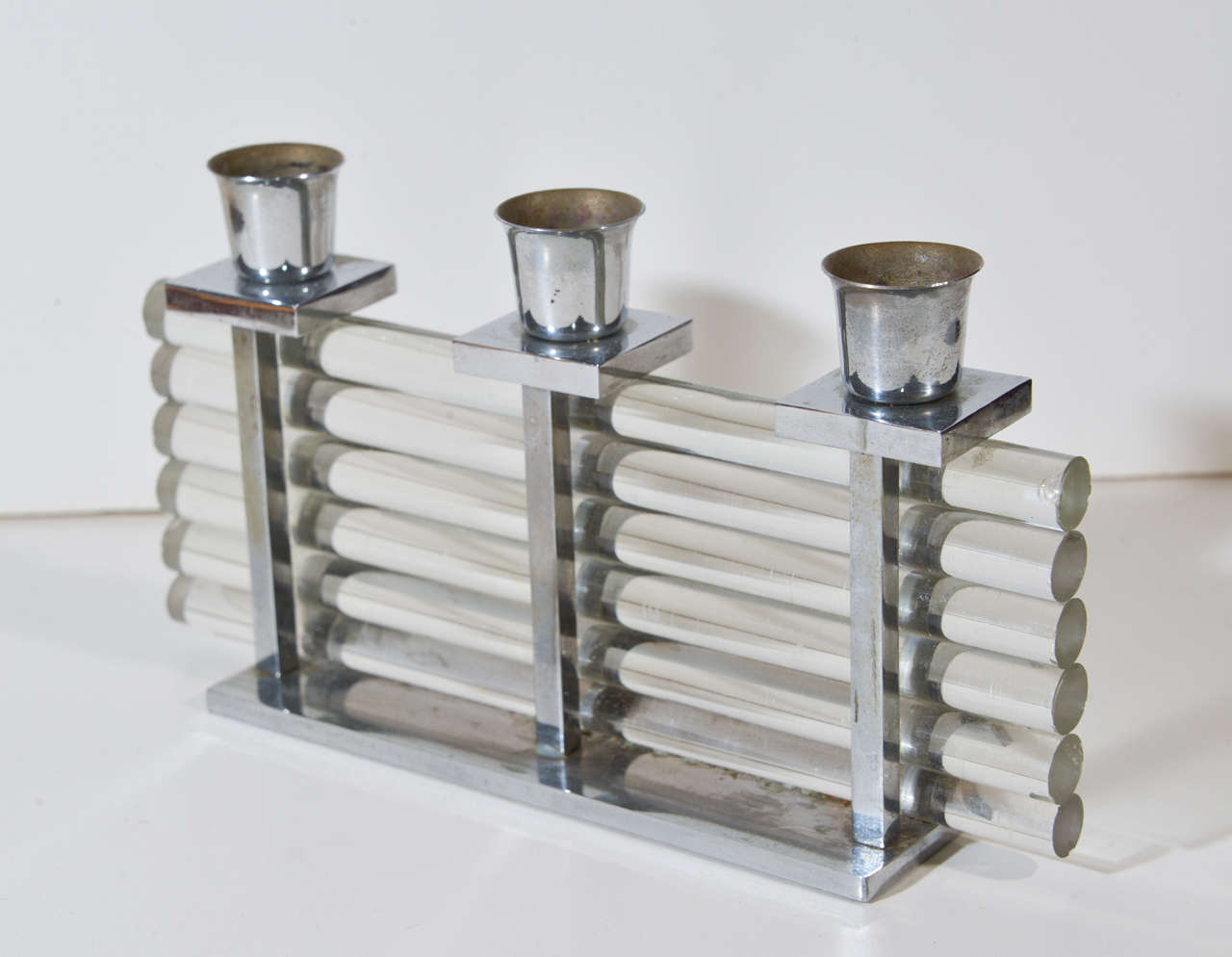 Machine Age Art Deco Pair of Candelabrum Attributed to James Amster ...