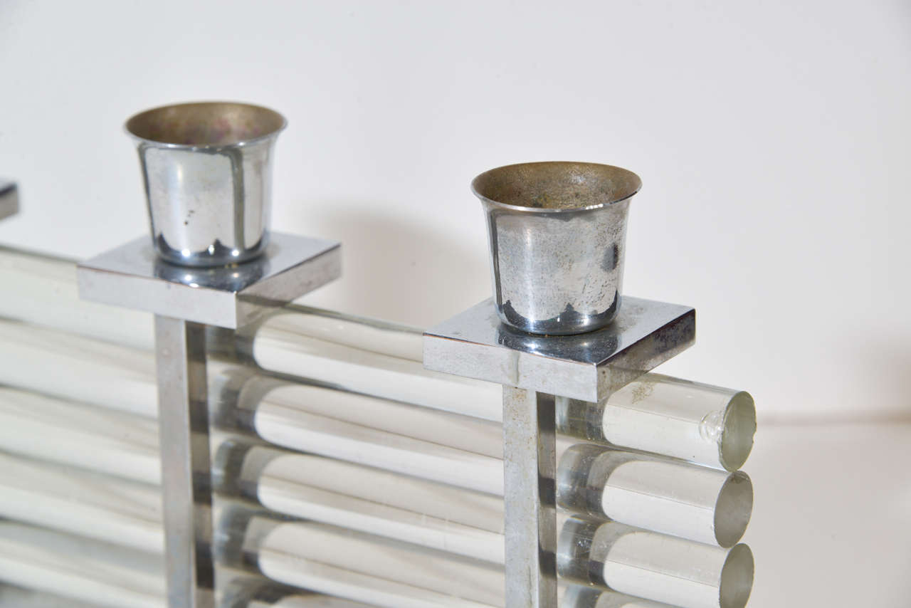 Machine Age Art Deco Pair of Candelabrum Attributed to James Amster ...