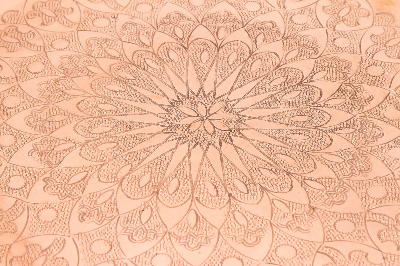 Large Antique Moroccan Hammered Copper Tray Platter at 1stDibs ...