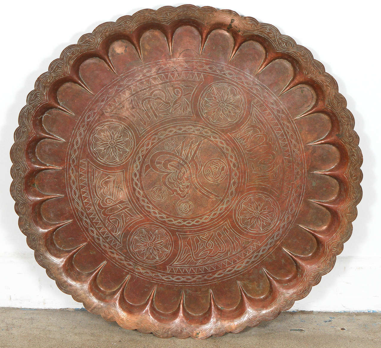 Large Turkish Copper Tray Table on Bamboo Folding Base at 1stDibs ...