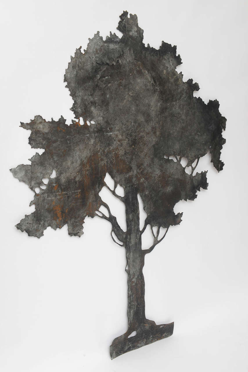 Large Folk Art Hand-Cut Sheet Metal Tree at 1stDibs
