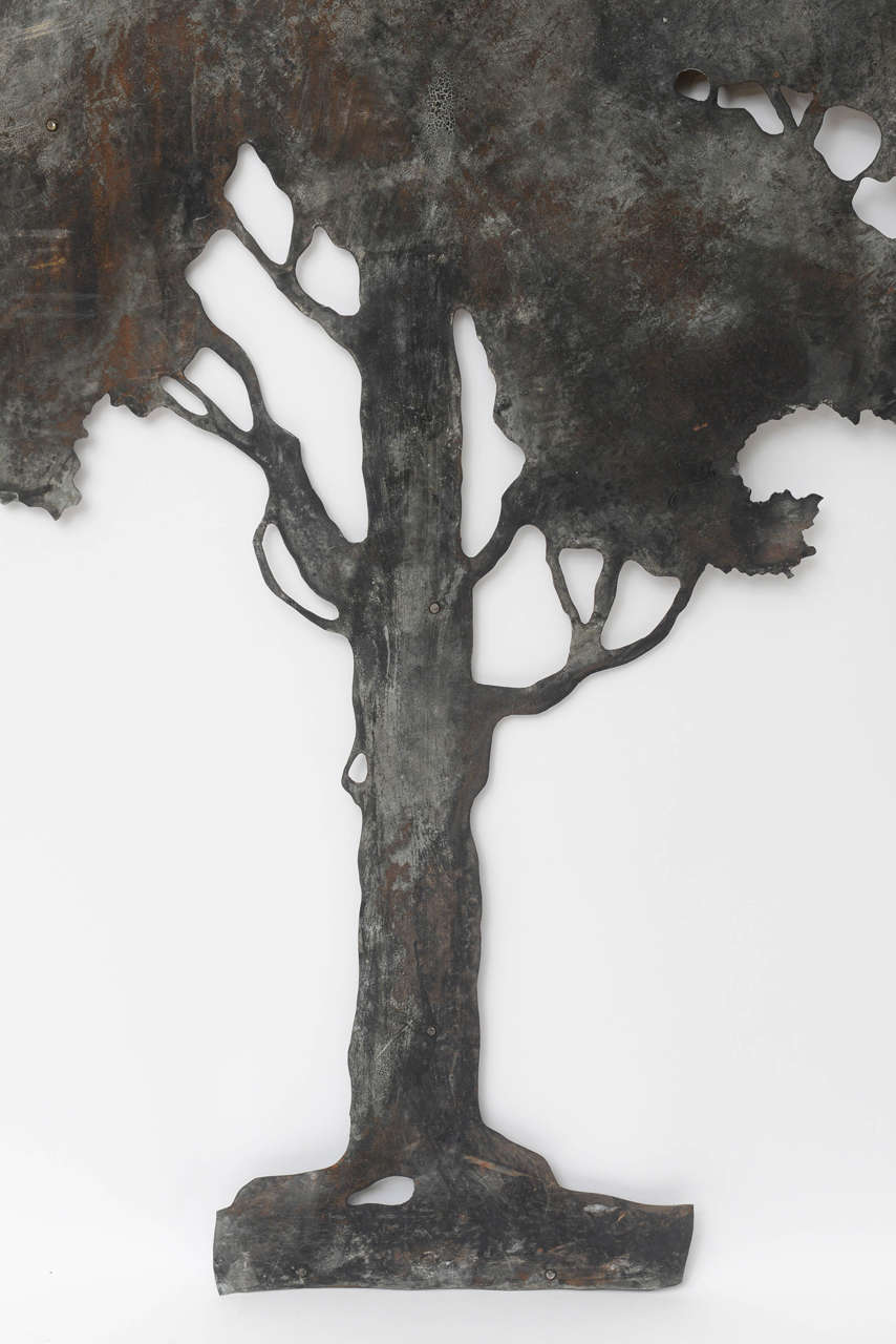 Large Folk Art Hand-Cut Sheet Metal Tree at 1stDibs