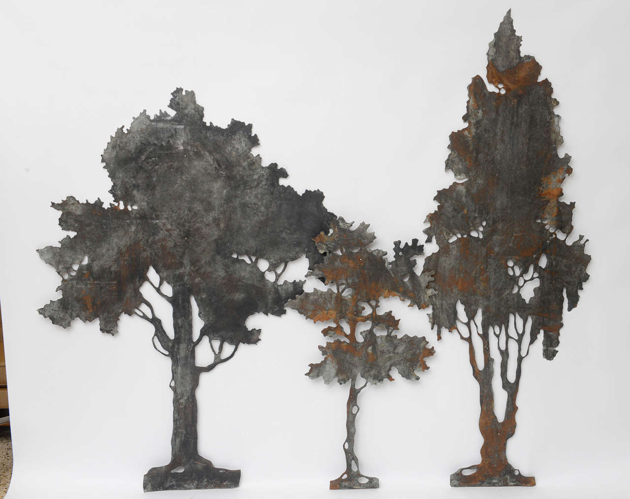 Large Folk Art Hand-Cut Sheet Metal Tree at 1stDibs