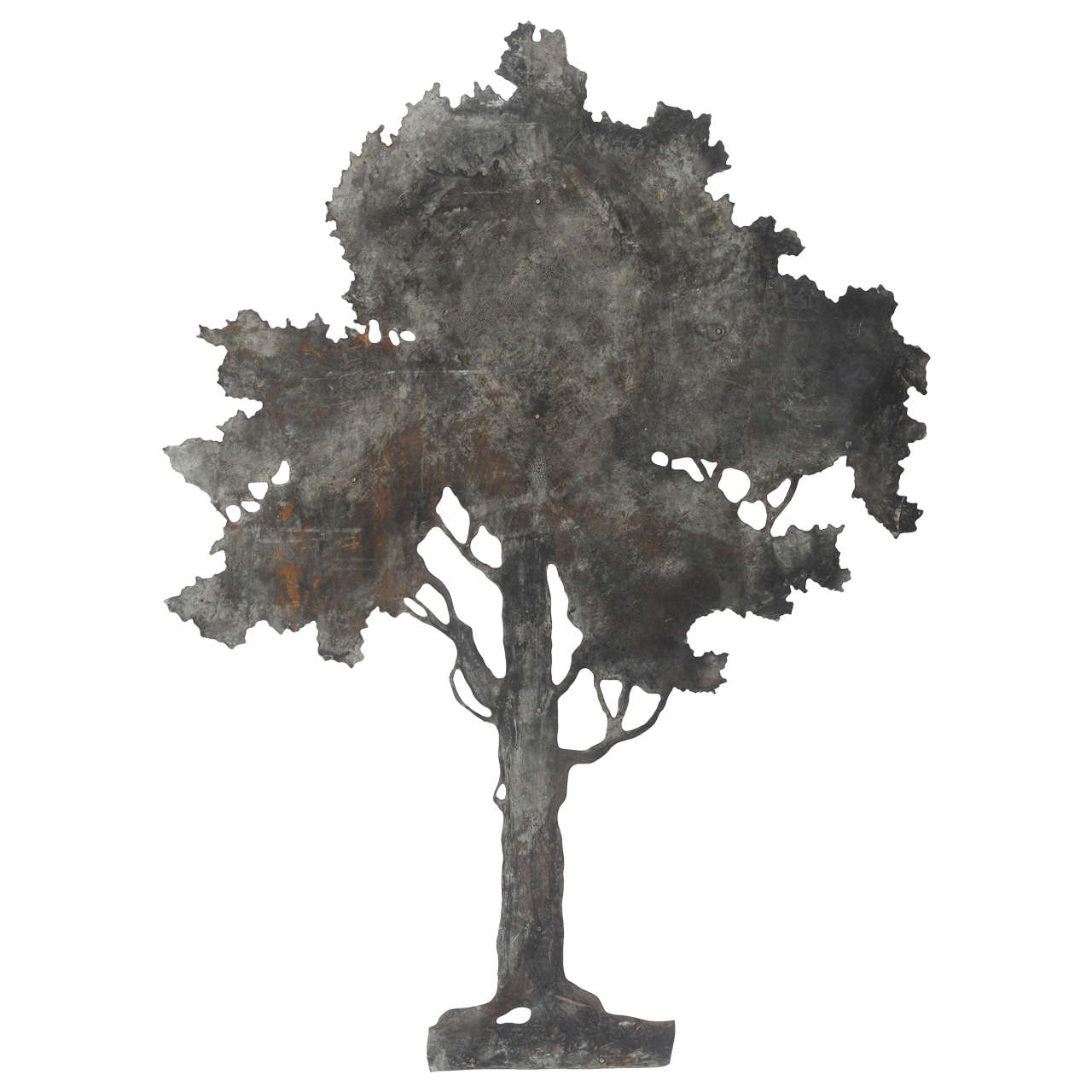 Large Folk Art Hand-Cut Sheet Metal Tree at 1stDibs