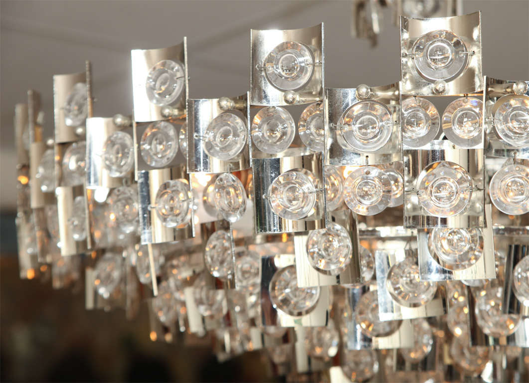 Rare Magnified Crystal and Chrome Sciolari Chandelier at 1stDibs