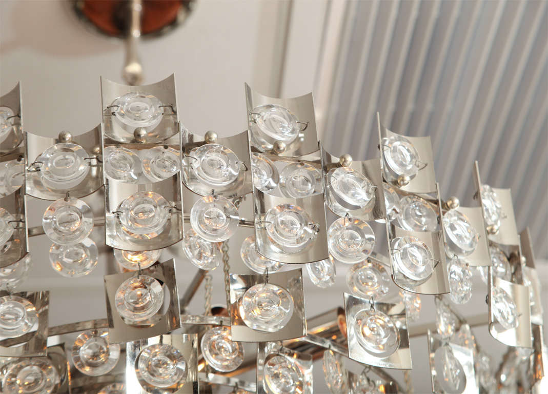 Rare Magnified Crystal and Chrome Sciolari Chandelier at 1stDibs