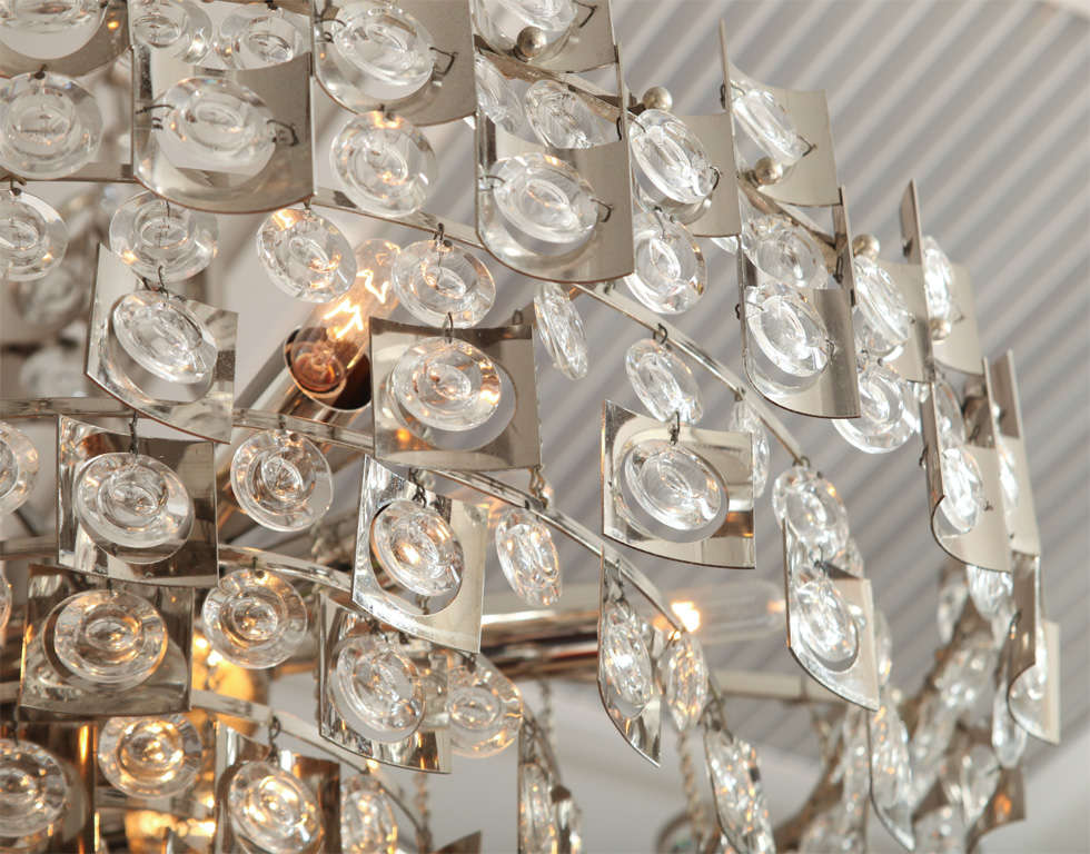 Rare Magnified Crystal and Chrome Sciolari Chandelier at 1stDibs