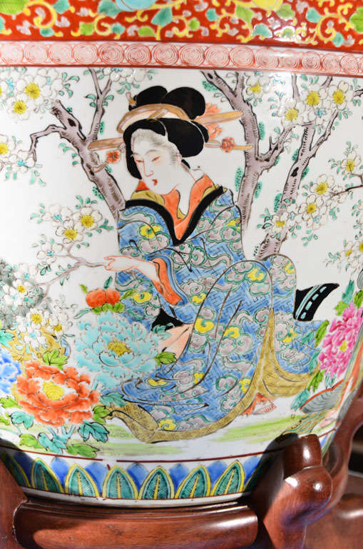 Japanese Fish Bowl On Stand at 1stDibs