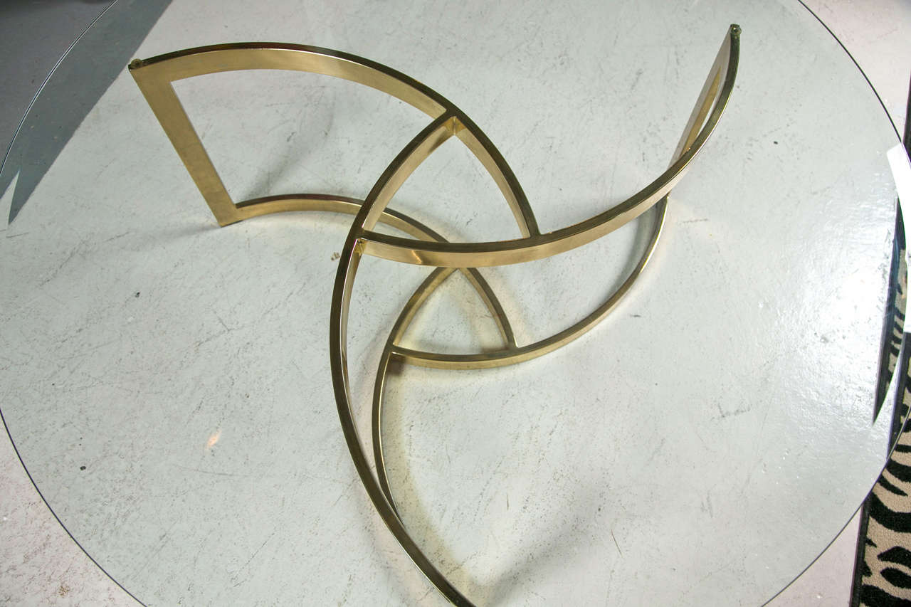 Mid-Century Brass Swirl Base with Round Glass Top Coffee Table at ...