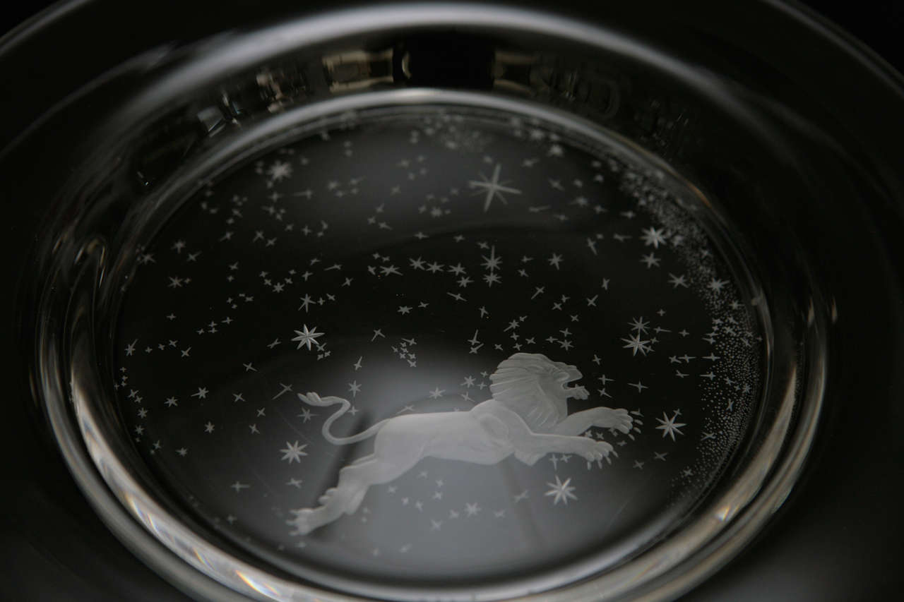 Engraved "Leo" Constellation Plate by Don Wier for Steuben Glass at 1stDibs