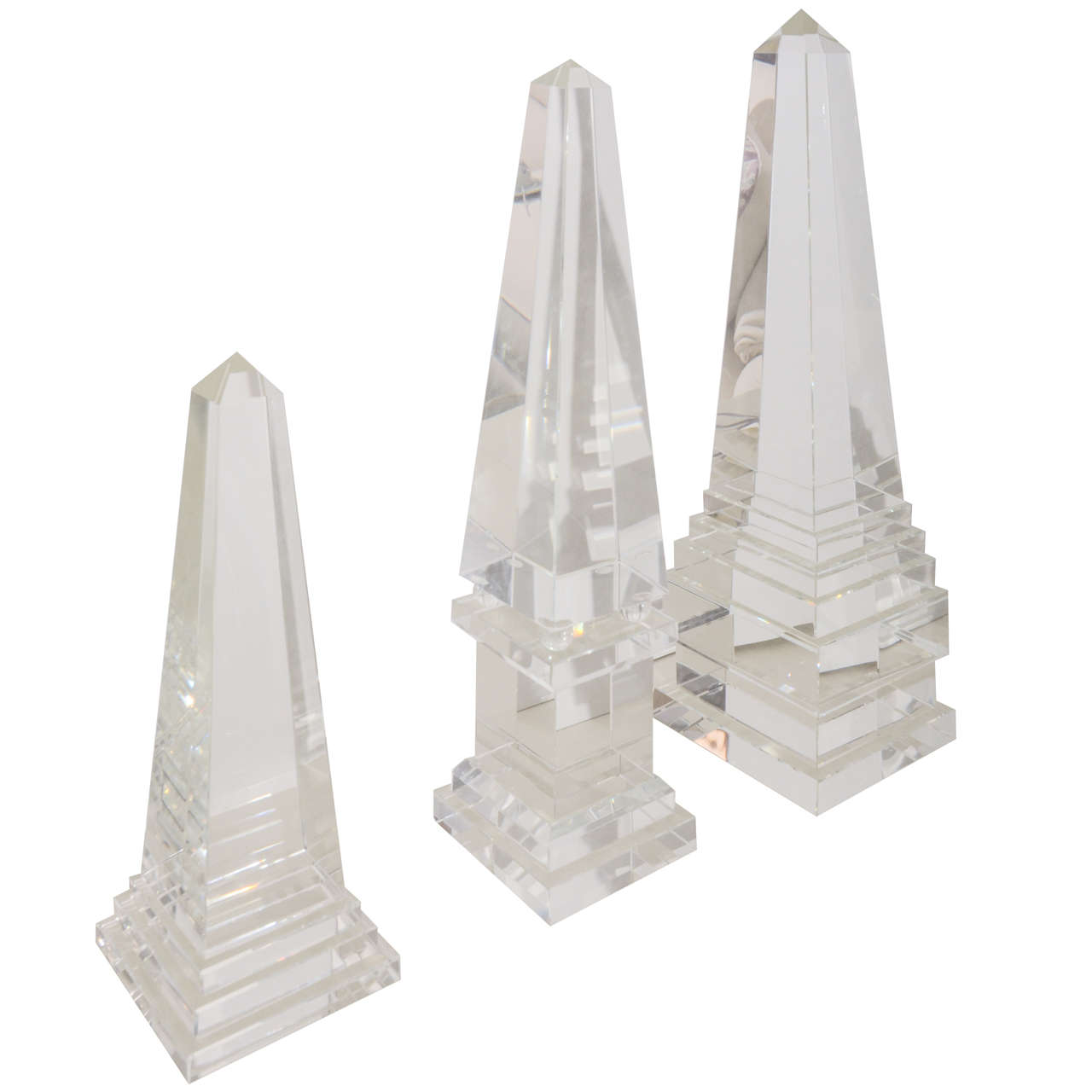 Set of Three Crystal Obelisks at 1stDibs