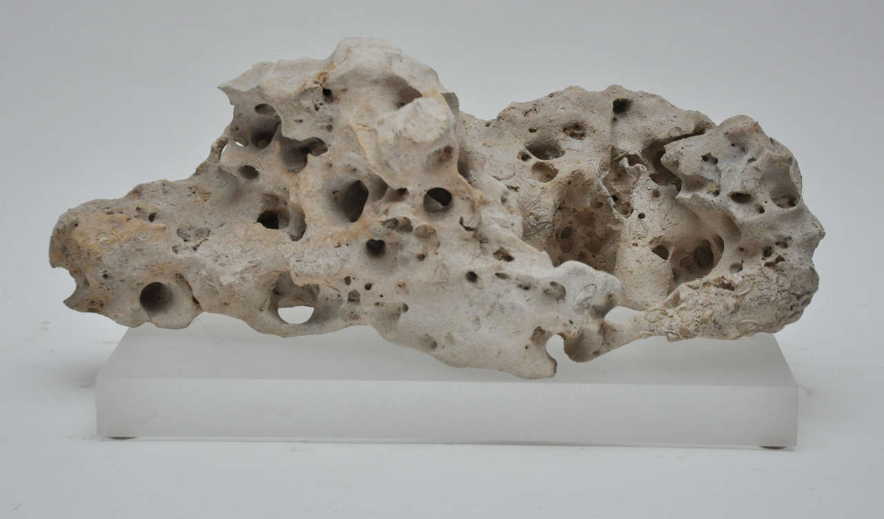 20th Century Objet d' Art of Raw Limestone on Sandblasted Acrylic Base ...