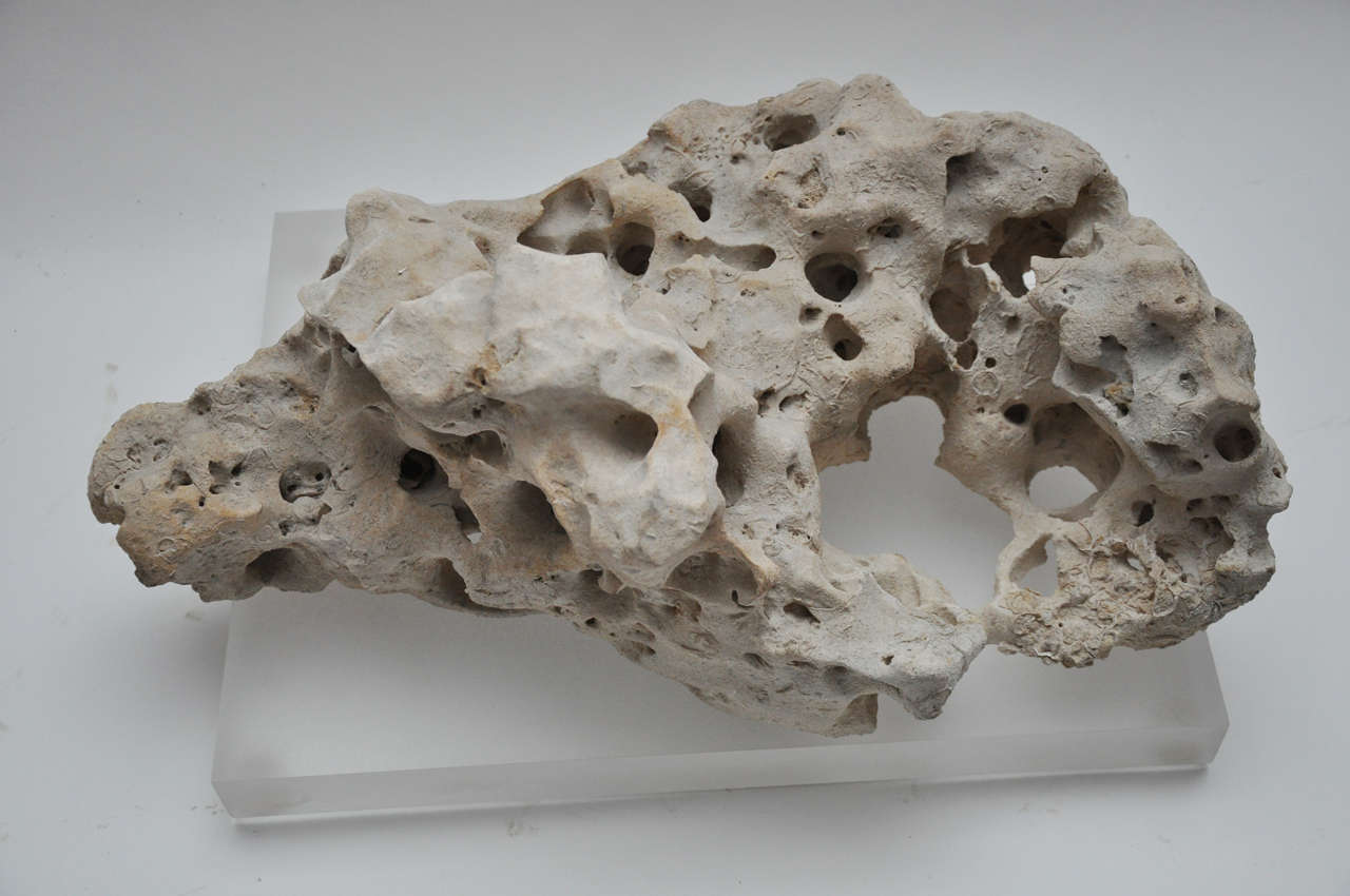 20th Century Objet d' Art of Raw Limestone on Sandblasted Acrylic Base ...