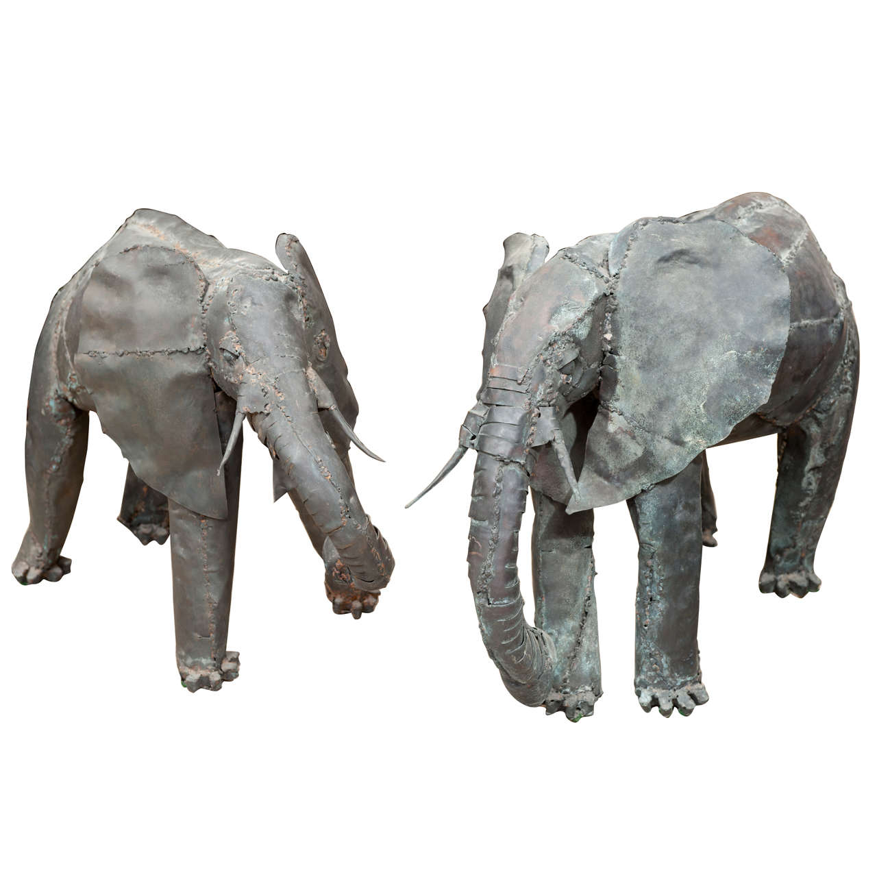 Pair of American Copper Elephants For Sale at 1stDibs