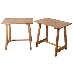 Pair Small French Side Tables In Pine at 1stDibs