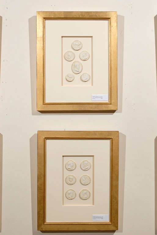 Beautiful Set of 12 Framed Original Intaglios For Sale at 1stDibs