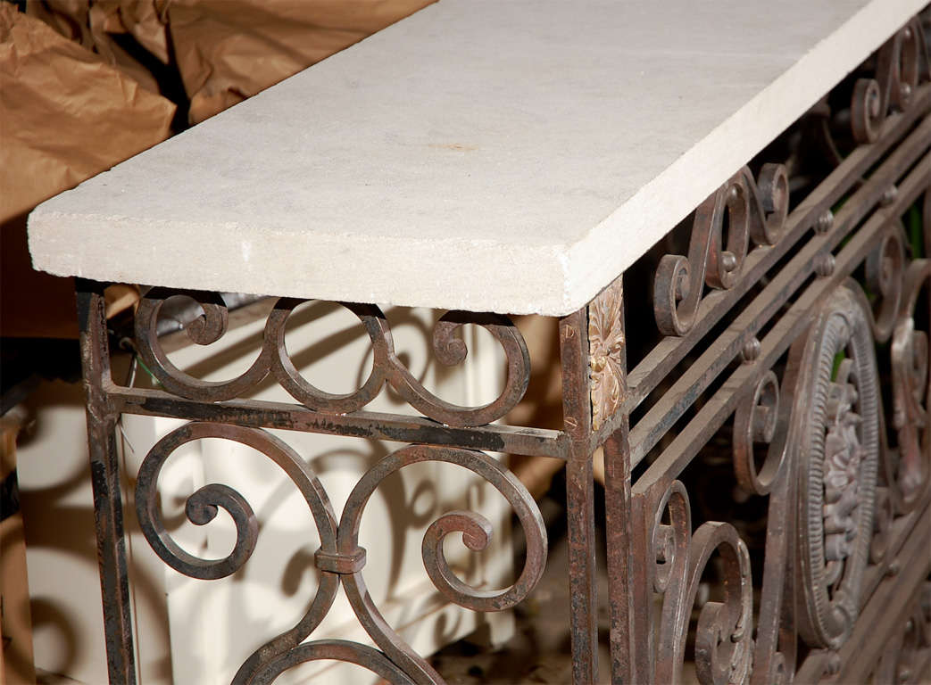 Newly Fabricated Limestone Top on Iron Base at 1stDibs