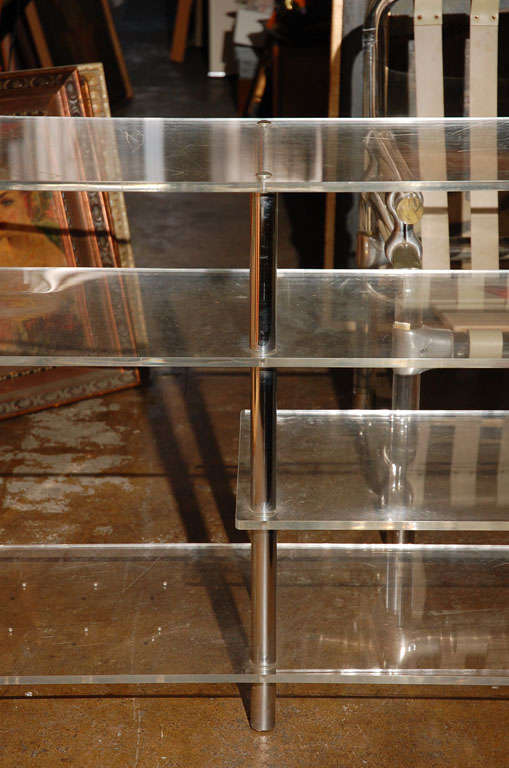 Lucite bookcase/ etagere and chrome shelves at 1stDibs