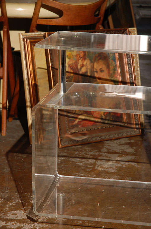 Lucite bookcase/ etagere and chrome shelves at 1stDibs