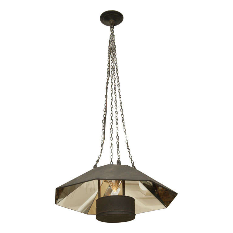 Small Mid Century Octagonal Mirrored Hanging Light Fixture For Sale at ...