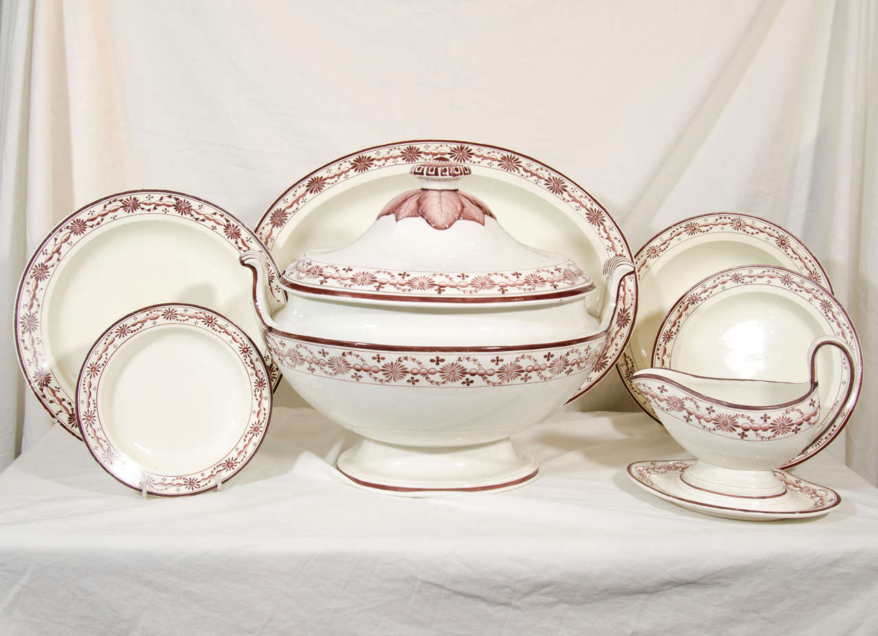 A Set of Dishes: Early 19th Century Sewell Creamware Pottery Dinner ...