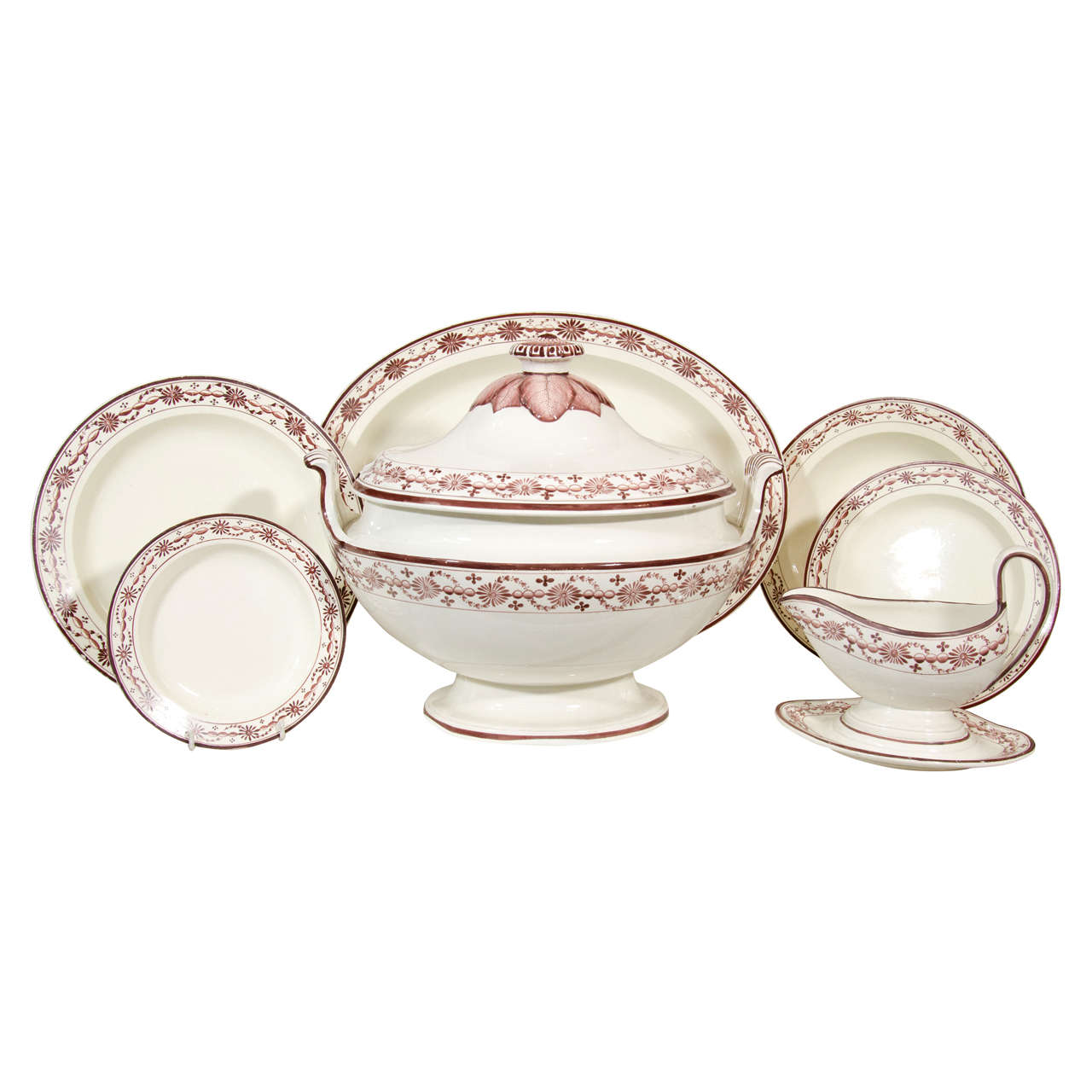 A Set of Dishes: Early 19th Century Sewell Creamware Pottery Dinner ...