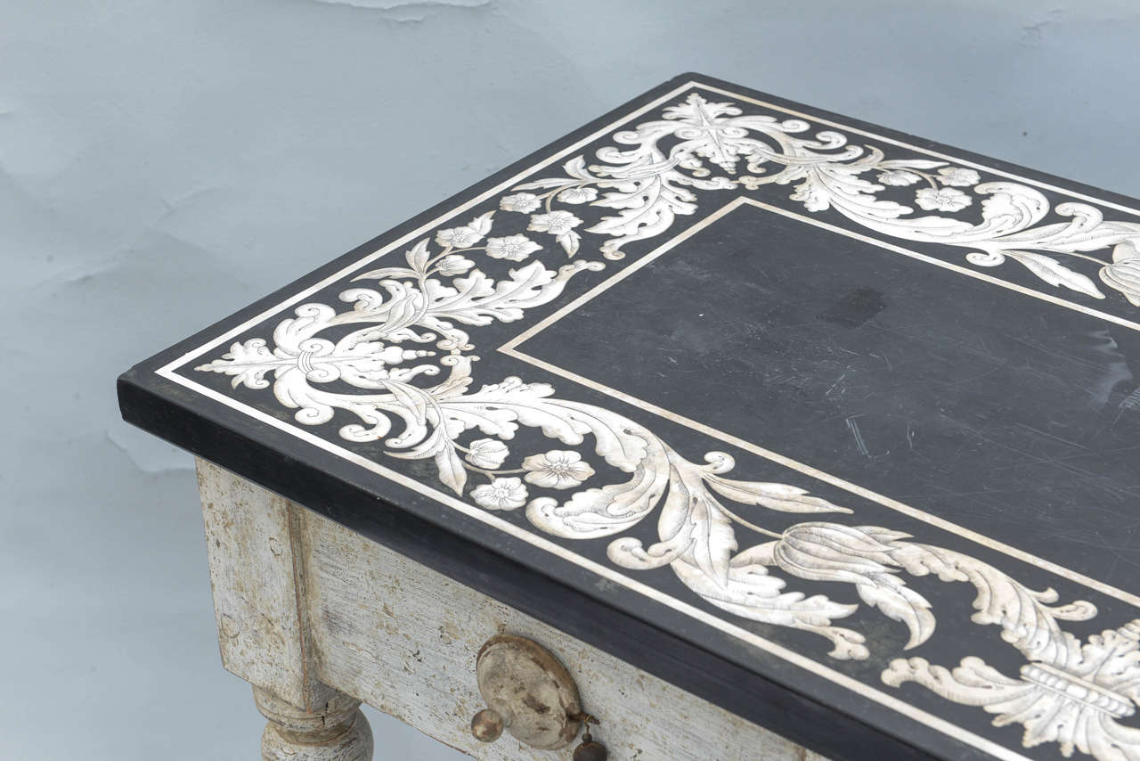 Console Table with Inlaid Marble and Slate Top, 19th Century For Sale ...