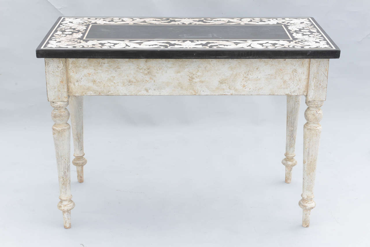 Console Table with Inlaid Marble and Slate Top, 19th Century For Sale ...