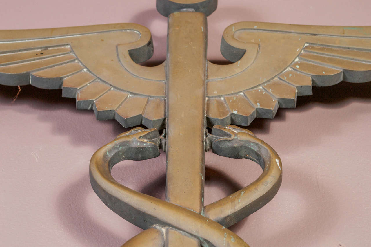 Vintage Bronze Caduceus at 1stDibs