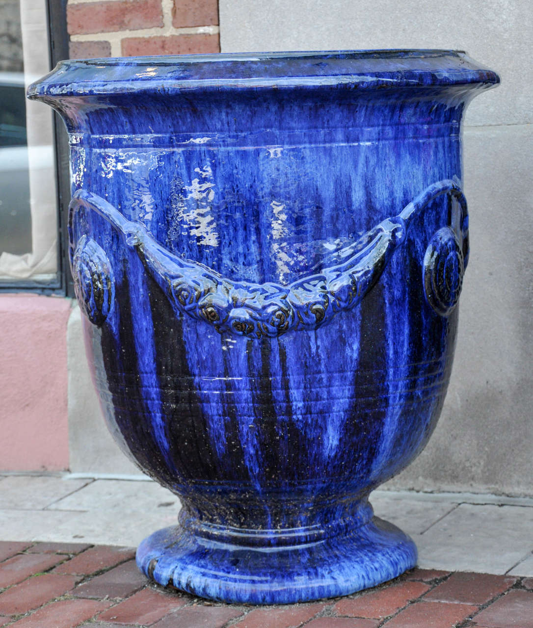Pair of Large French Blue Planters at 1stDibs