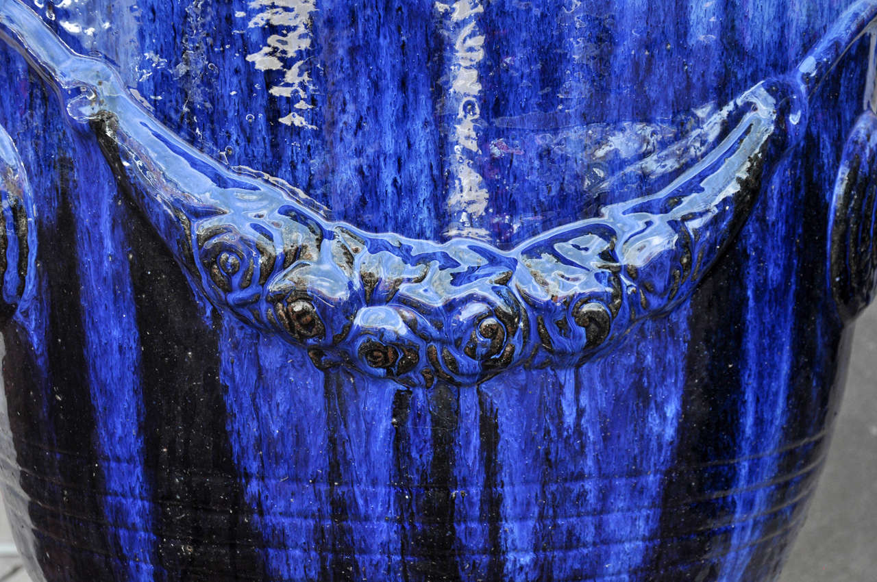 Pair of Large French Blue Planters at 1stDibs