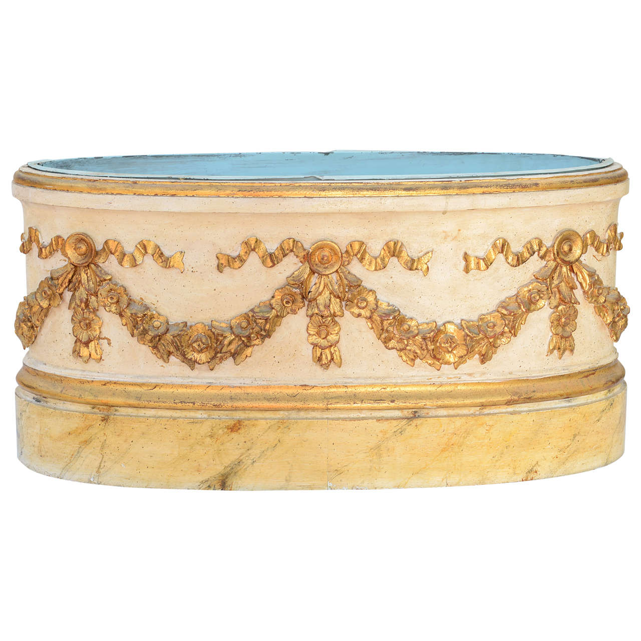 Large Oval Painted and Gilded Planter with Tole Liner at 1stDibs