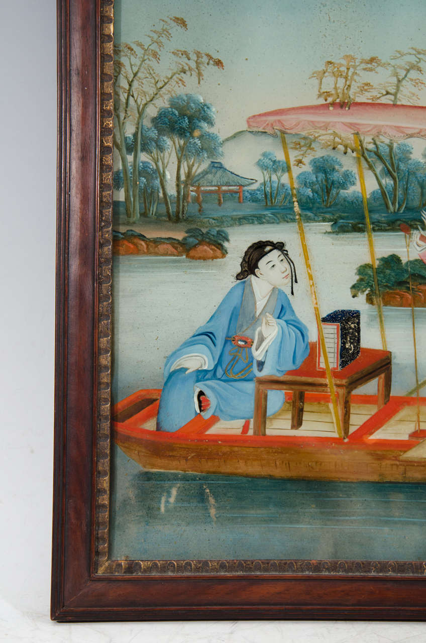 Antique Chinese Reverse Painting on Glass of a Tang Dynasty Student at ...