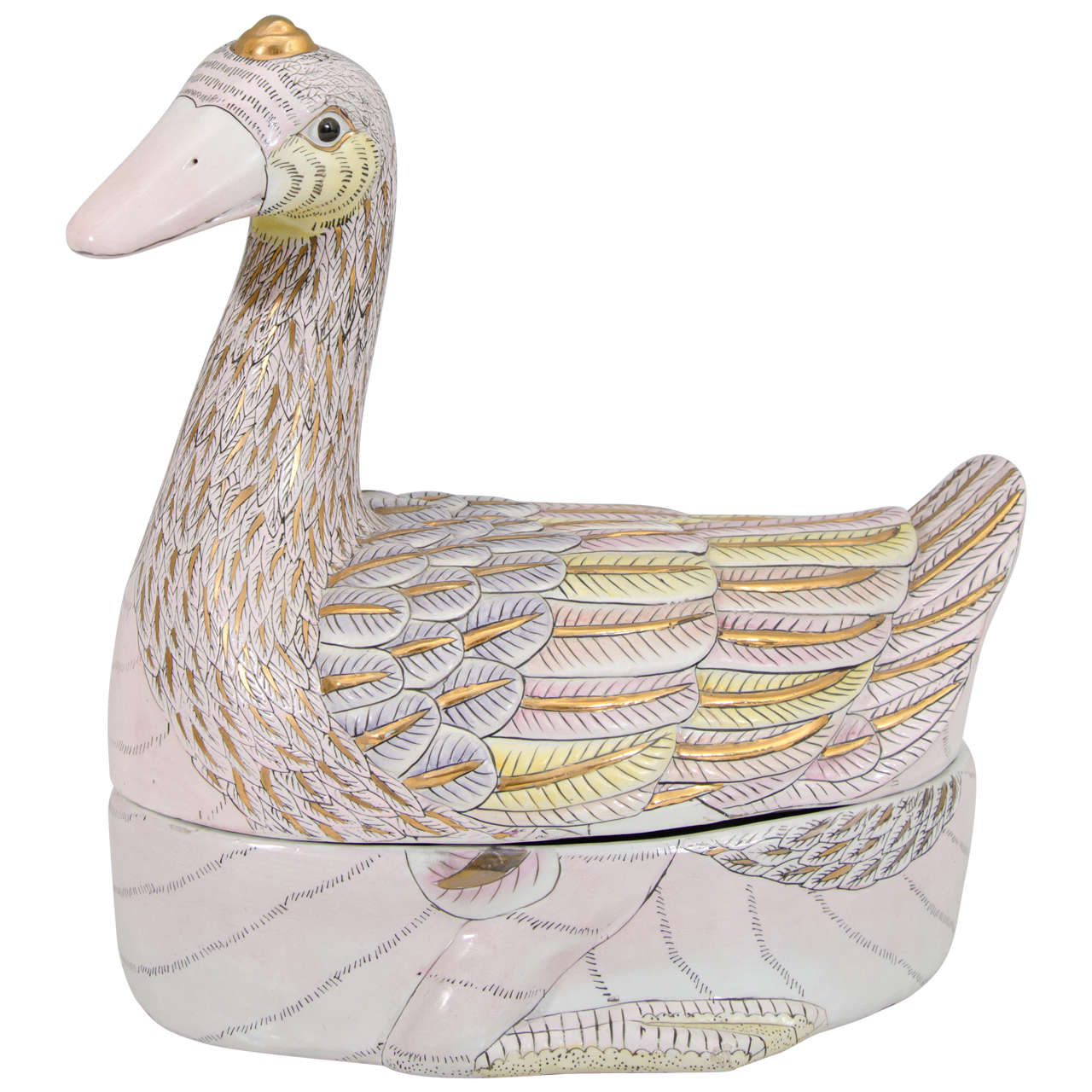 Edme Samson Porcelain Parrots on Trunks in Green at 1stDibs