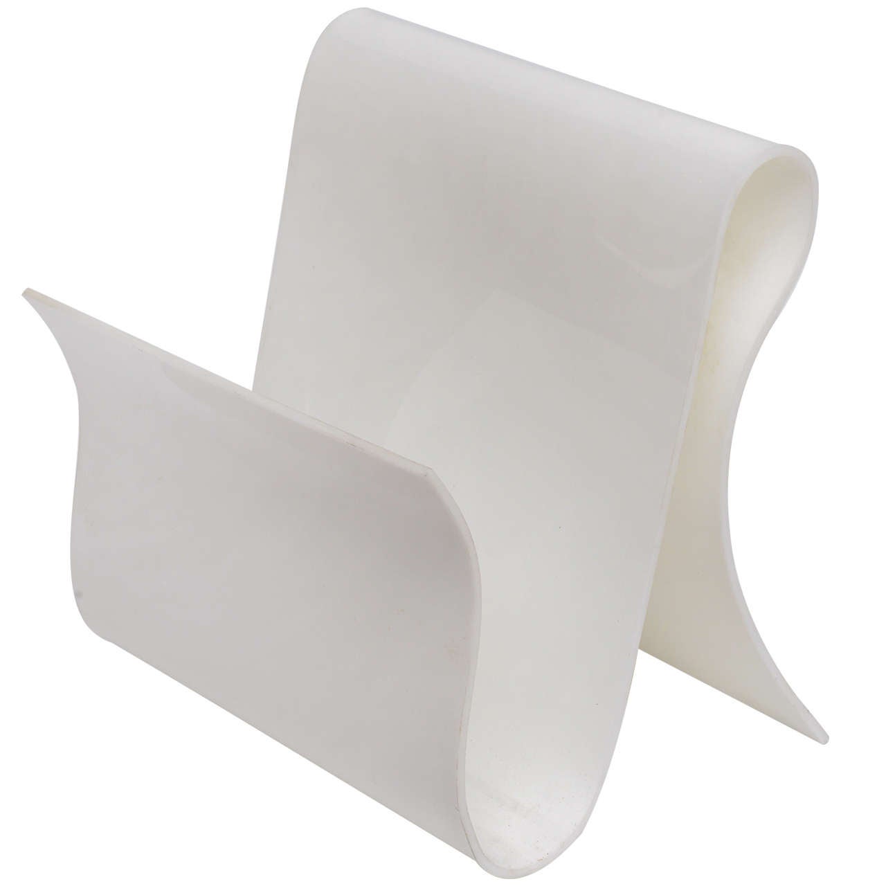 Opaque White Lucite Magazine Rack For Sale at 1stDibs
