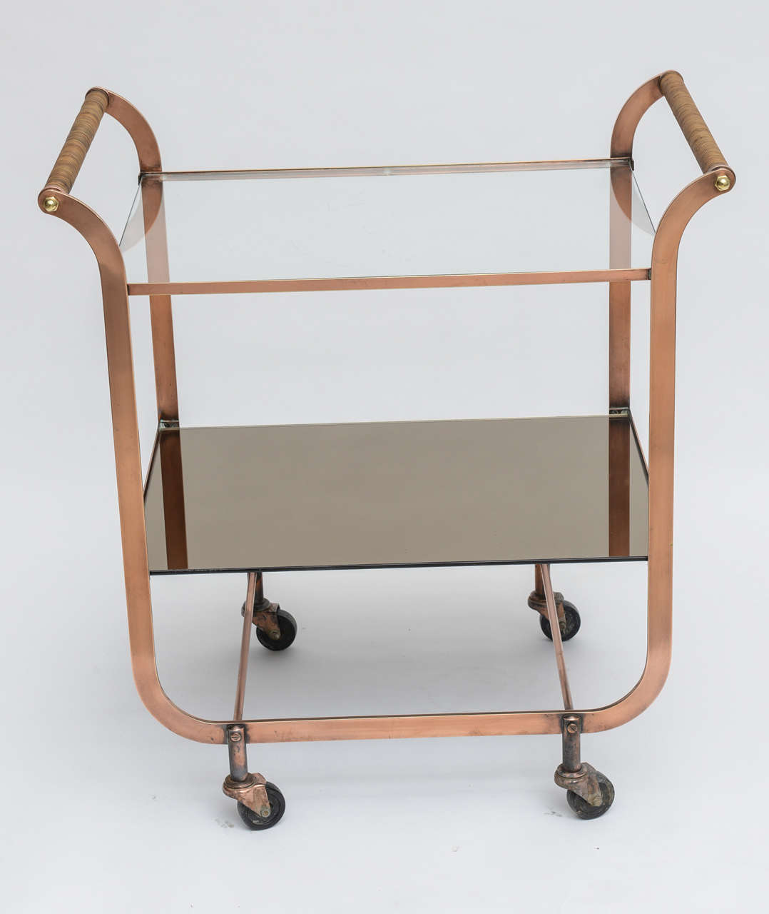 Deco Copper Bar Cart with Rattan Handles at 1stDibs | bar cart handles ...